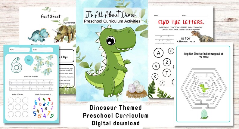 Dinosaur Themed Preschool Curriculum | 150 Activities | Digital ...