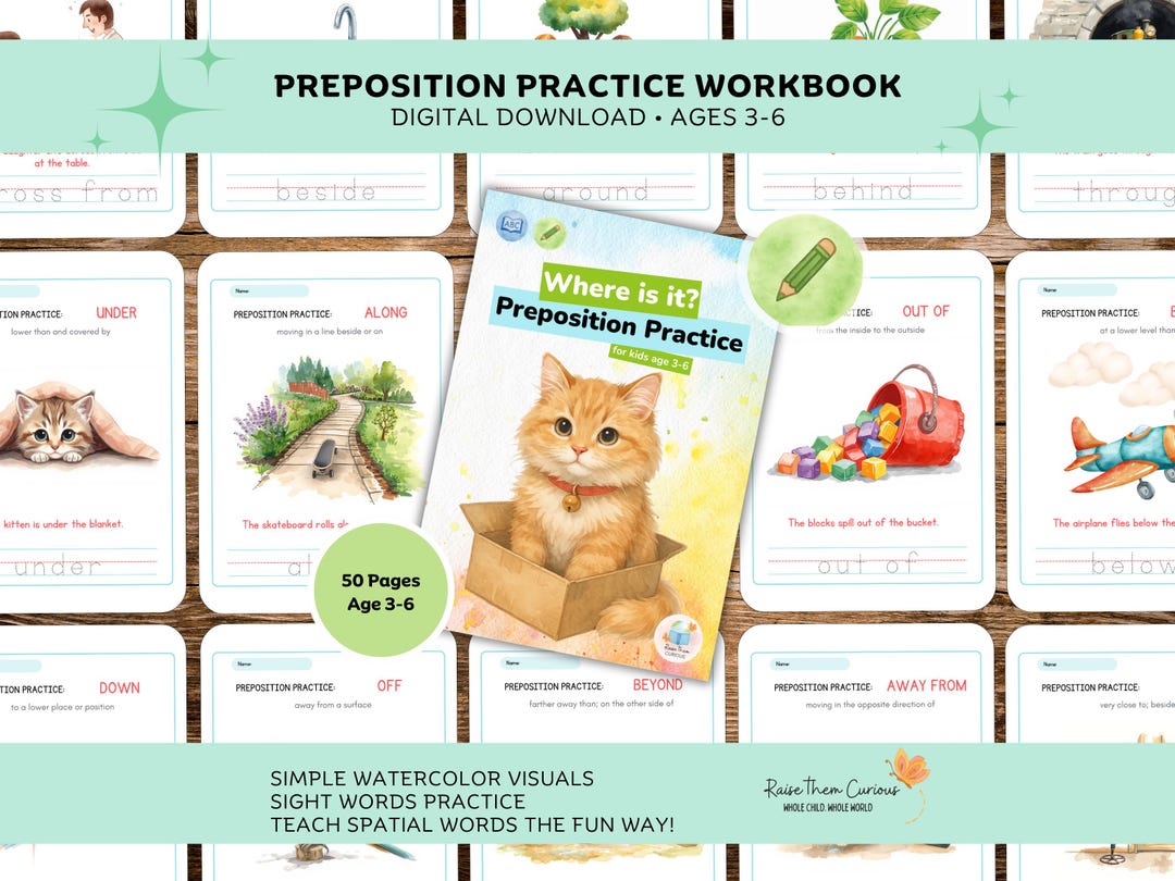 Prepositions Practice | Interactive Learning 50 Pages | Preschool ...