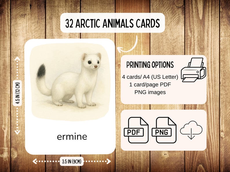 32 Arctic Animals Flashcards | Montessori 3-part Cards | Wildlife for ...