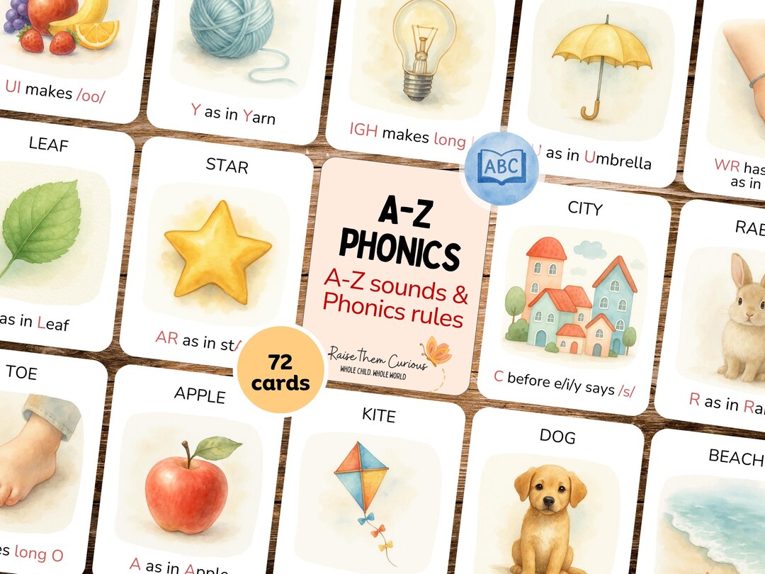 72 Phonics Flashcards | A–Z Sounds & Letter Combinations | Digraphs ...