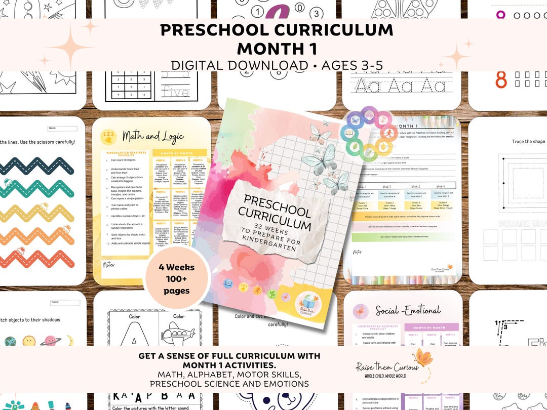 Pre-k Curriculum Month 1 | 100+ Pages | 4 Week Learning Plan | Digital ...