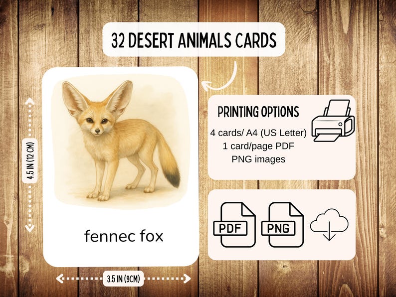 32 Desert Animals Flashcards | Montessori 3-part Cards | Wildlife for ...