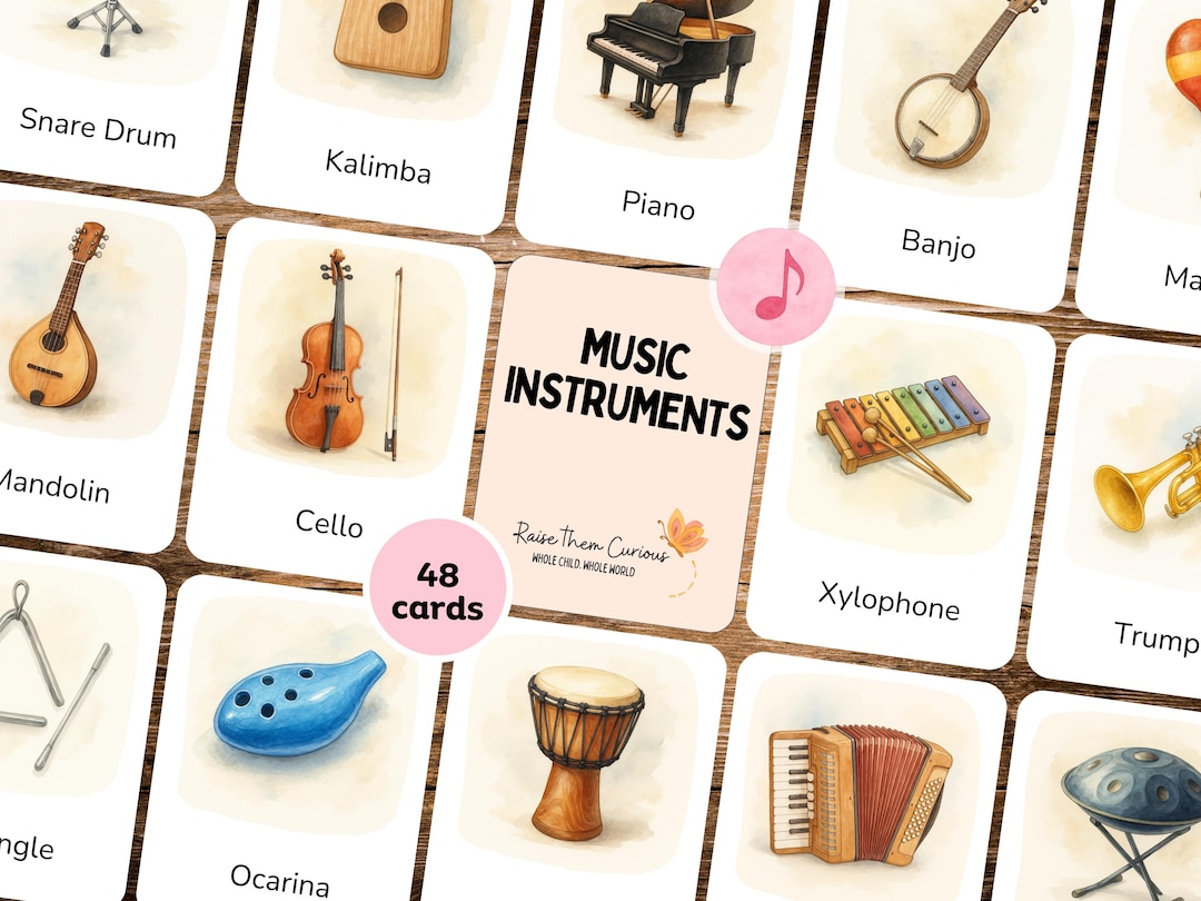 48 Music Instruments Flashcards | Montessori 3-part Cards | Picture ...
