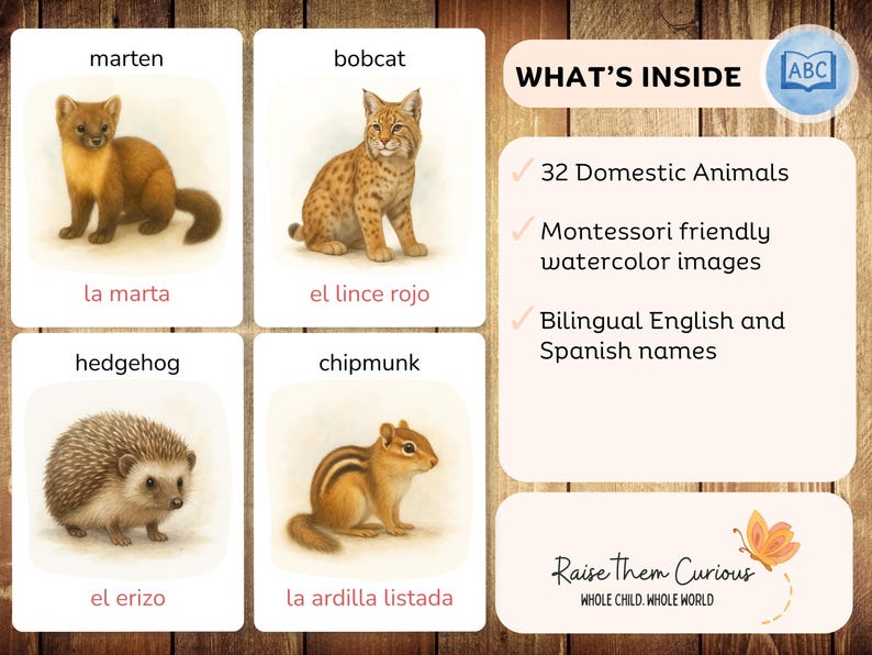 32 Bilingual Forest Animals Flashcards | English - Spanish | Woodland ...