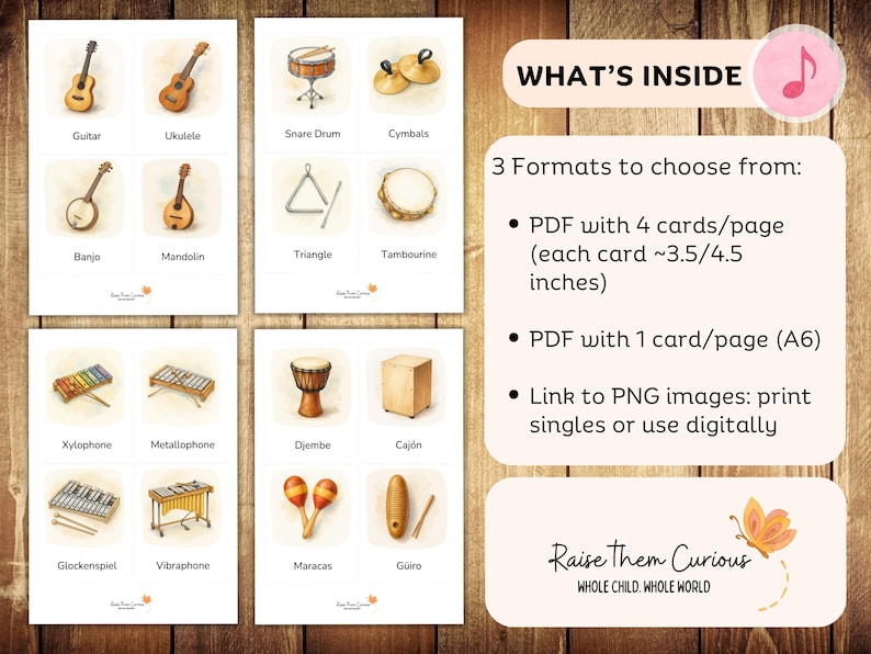 48 Music Instruments Flashcards | Montessori 3-part Cards | Picture ...