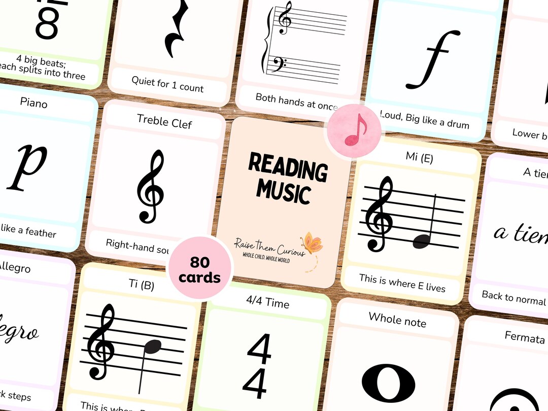 80 Music Flashcards for Kids | US and UK Notes, Rhythm, Meter, Tempo ...
