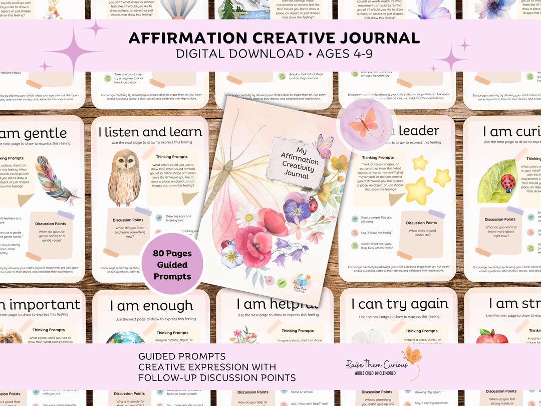 Affirmation Creativity Journal for Kids: 38 Guided Drawing Prompts ...