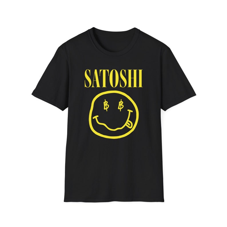 Unisex Satoshi Smiley Face Tee Nirvana Inspired Bitcoin Design ...