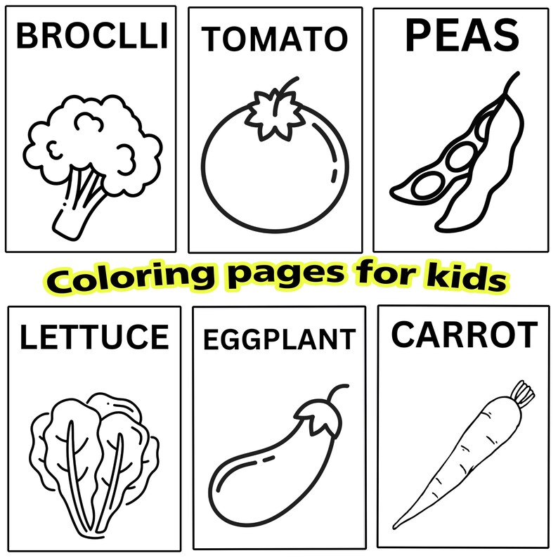 Vegetable Coloring Pages Best for Kids , Preschool and Toddlers Digital ...
