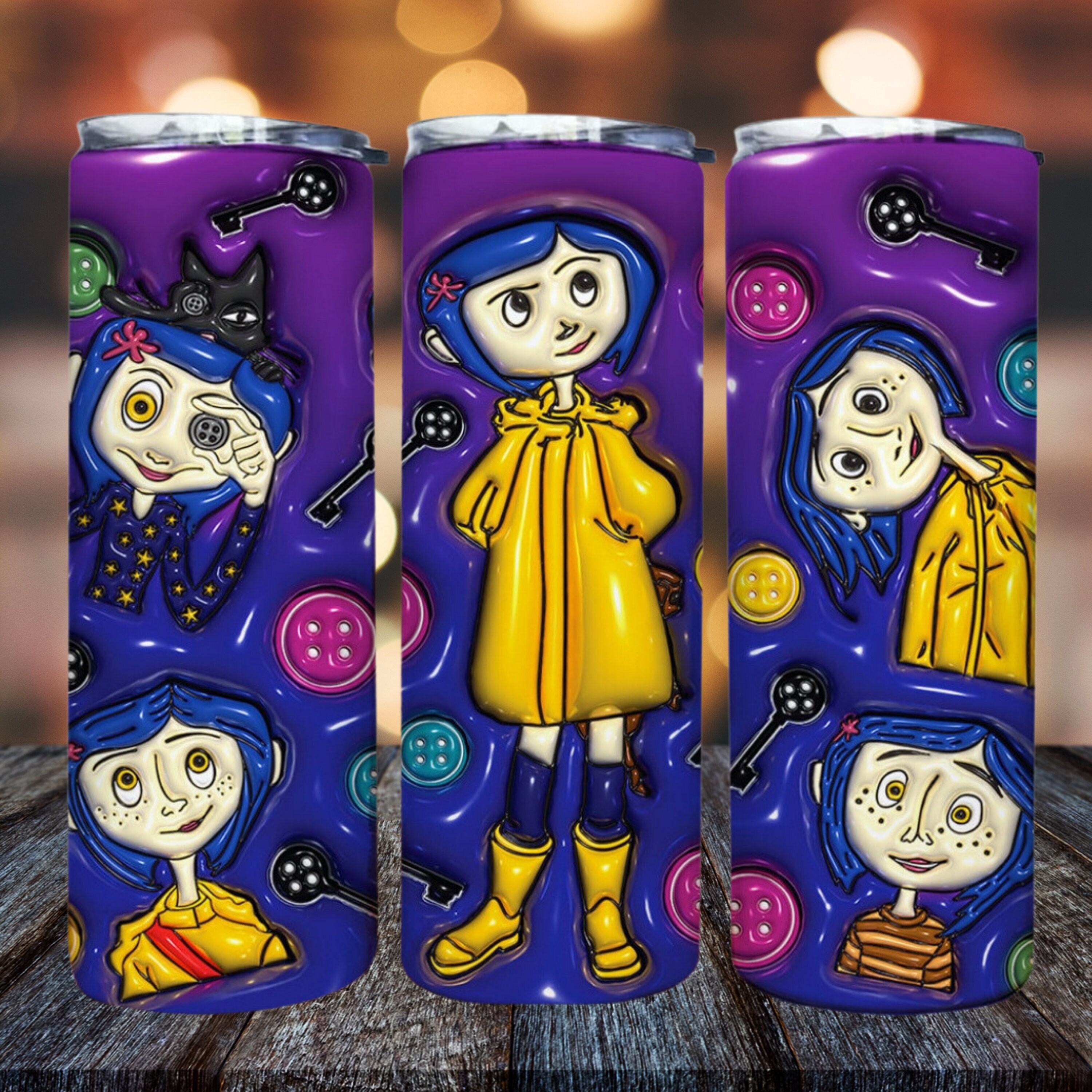20 Oz Skinny Tumbler Coraline Coraline Jones Glow Tumbler Etsy