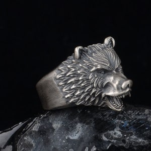 Bear Head Ring, Wild Bear Rings, 3d Bear Head Ring, Mens Ring, Unique ...