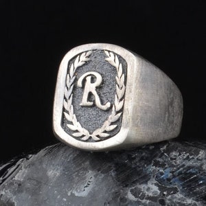 Silver Letter Ring, Custom Personalized Ring ,man Pinky Ring, Initial ...