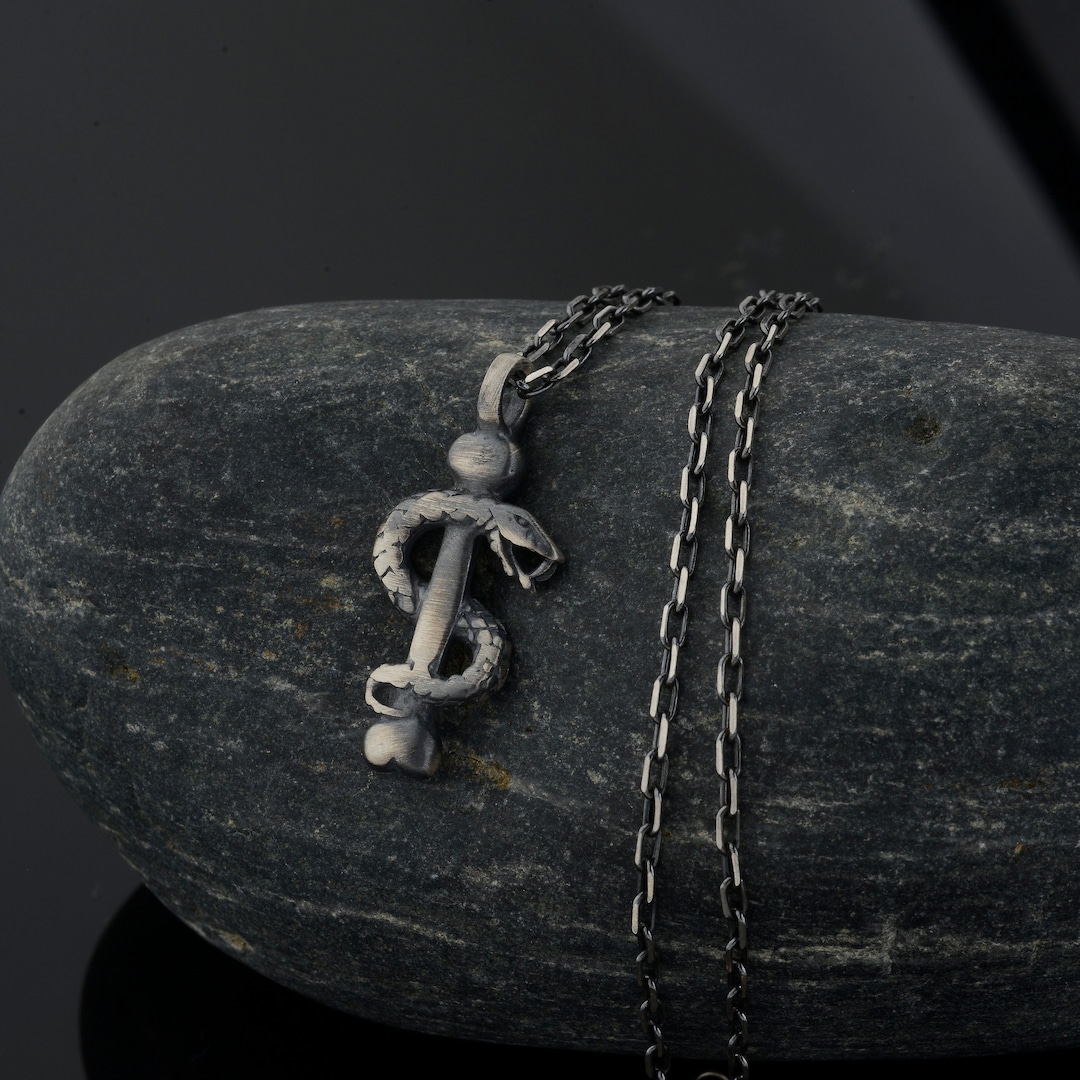 Wild Snake Pendant Necklace, Sterling Silver Oxidized Snake Pendant ...