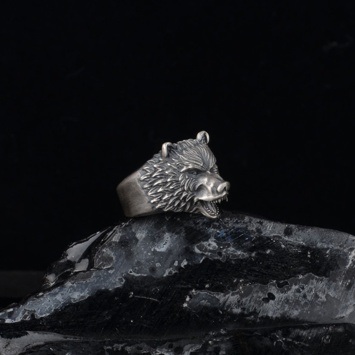 Bear Head Ring Wild Bear Rings 3d Bear Head Ring Mens Ring - Etsy