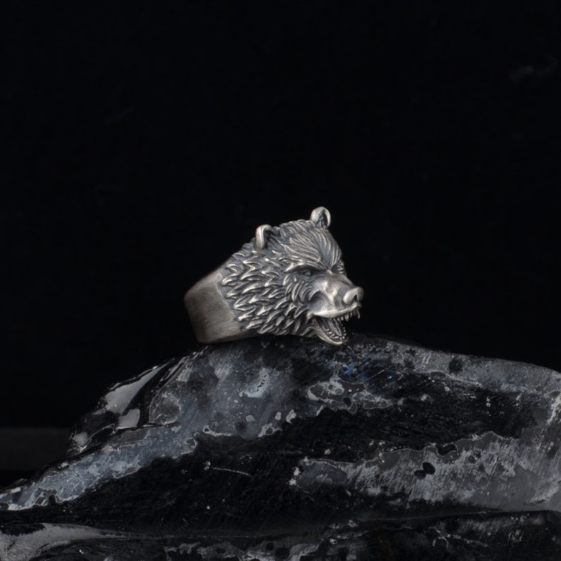 Bear Head Ring, Wild Bear Rings, 3d Bear Head Ring, Mens Ring, Unique ...