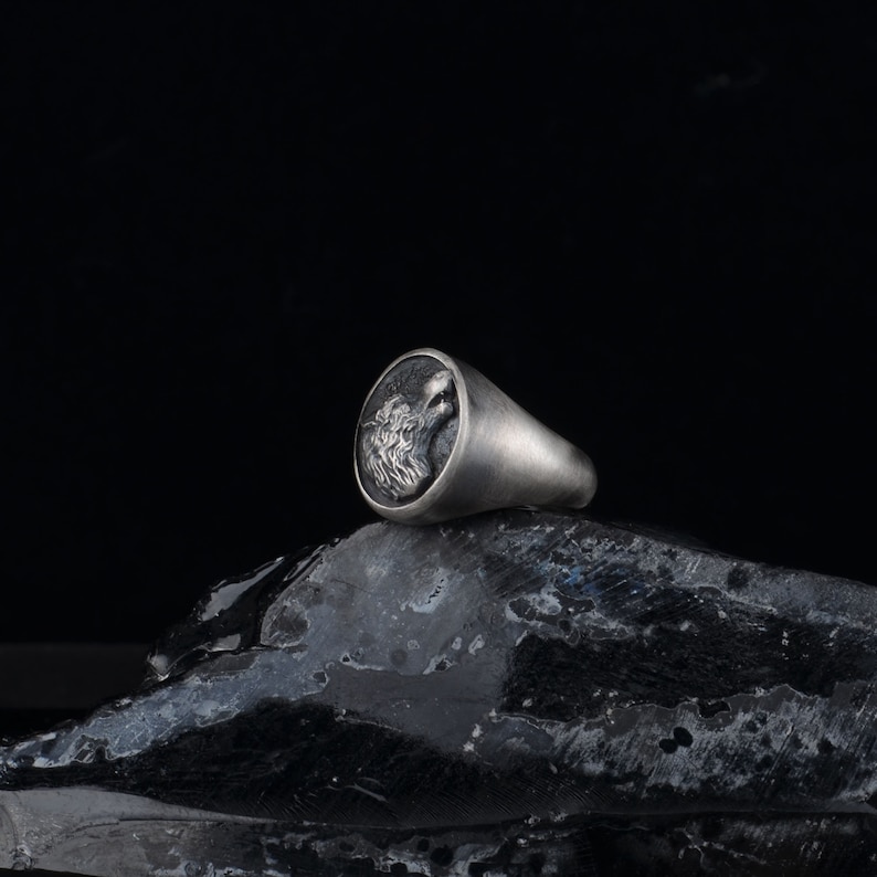 Silver Wolf Men Ring Signet Pinky Ring Mens Ring Unique - Etsy