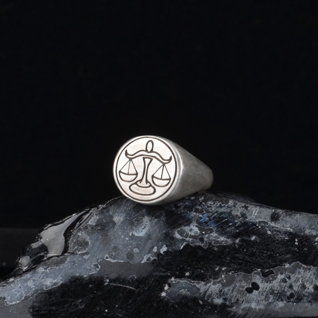 Libra Zodiac Ring, Sterling Silver Astrology Ring , Mens Gothic Ring ...