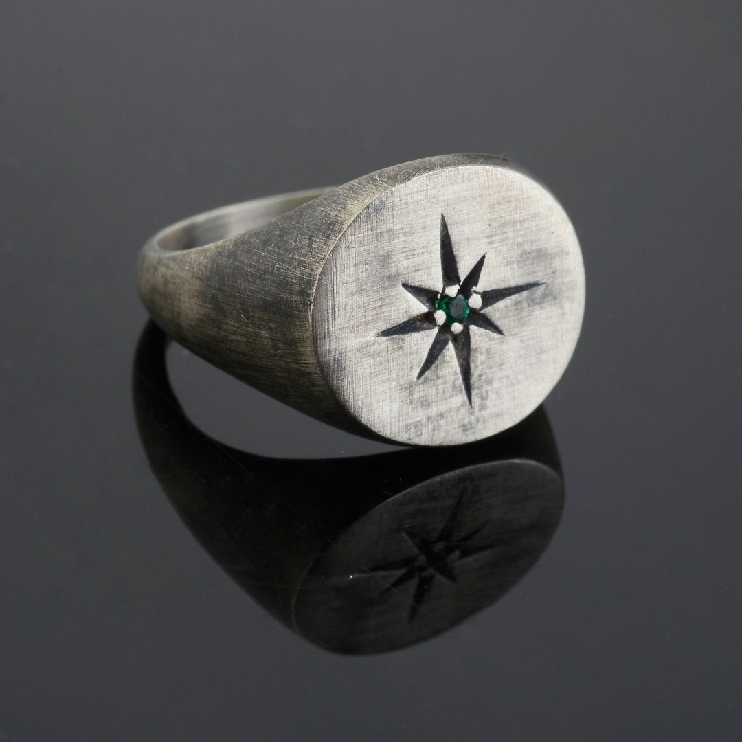 North Star Wedding Ring, Sterling Silver Man Pinky Ring, Minimalist ...