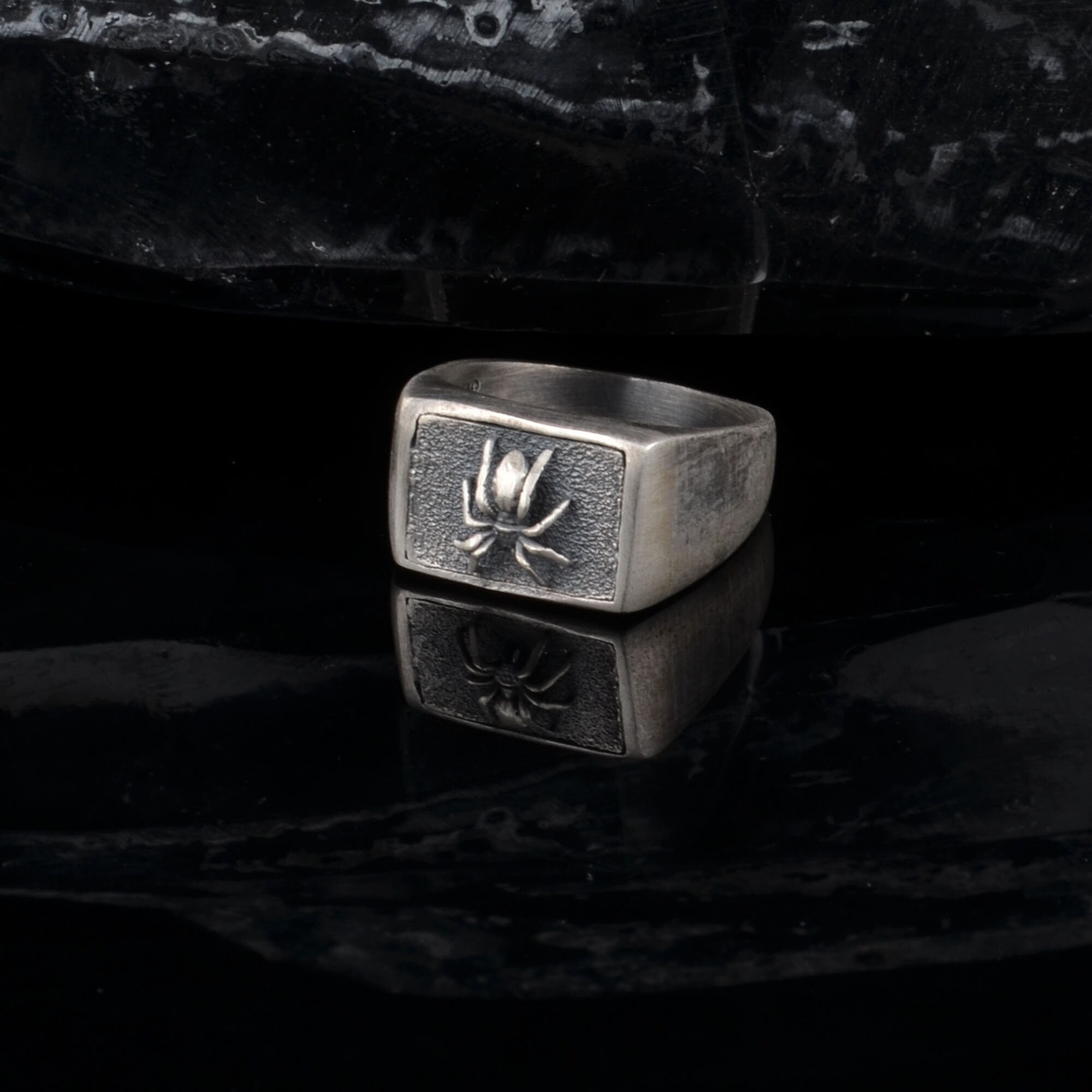Sterling Silver Spider Signet Ring, Handmade Ring - Etsy