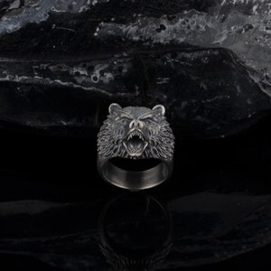 Bear Head Ring, Wild Bear Rings, 3d Bear Head Ring, Mens Ring, Unique ...