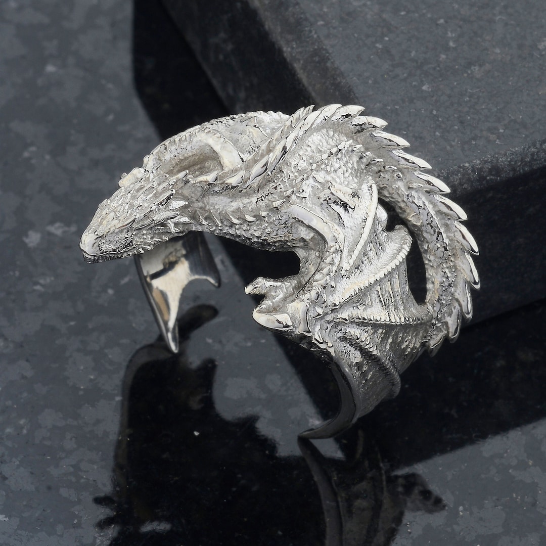 Shiny Silver Winged Dragon Ring - Handmade Gothic Jewelry - Etsy
