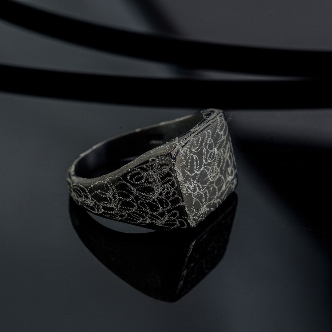 Silver Handmade Patterned Mens Ring, Dainty Rings, Unique Ring for Man ...