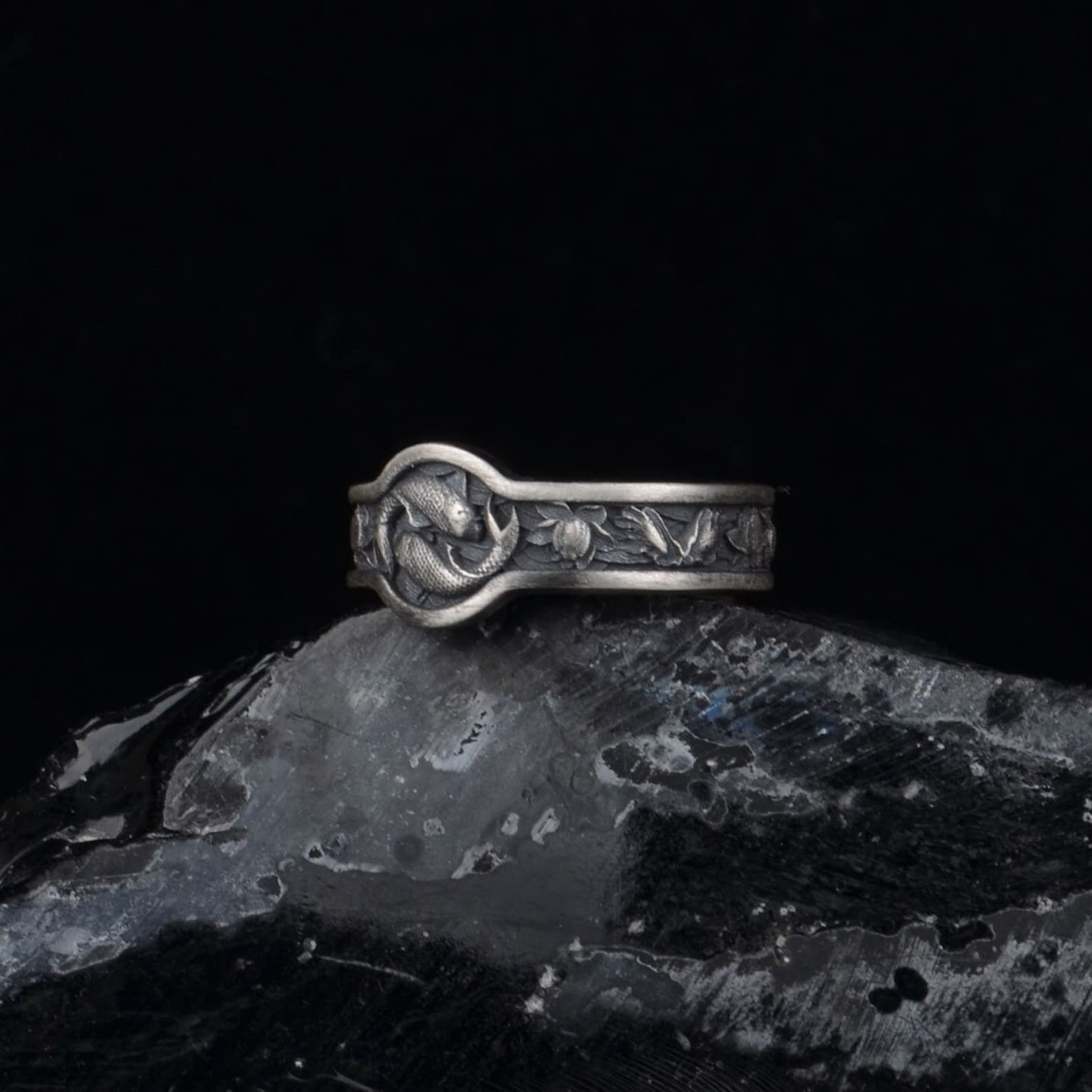 Japanese Koi Fish Band Ring, Handmade Men Ring, Mens Ring, Unique Ring ...