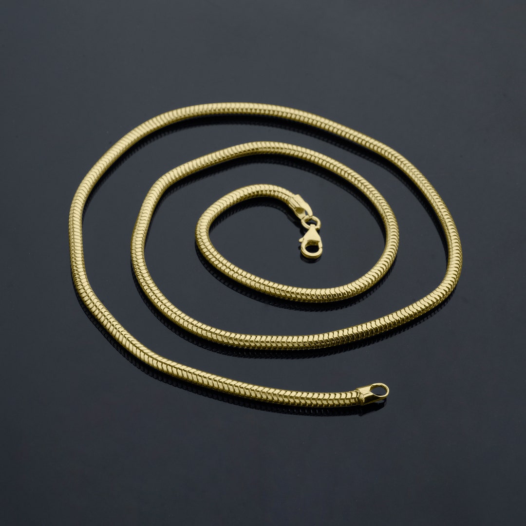 Gold Snake Chain Necklace, Raund Snake Chain, Italian Gold Chain ...