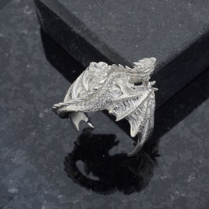 Shiny Silver Winged Dragon Ring - Handmade Gothic Jewelry - Etsy