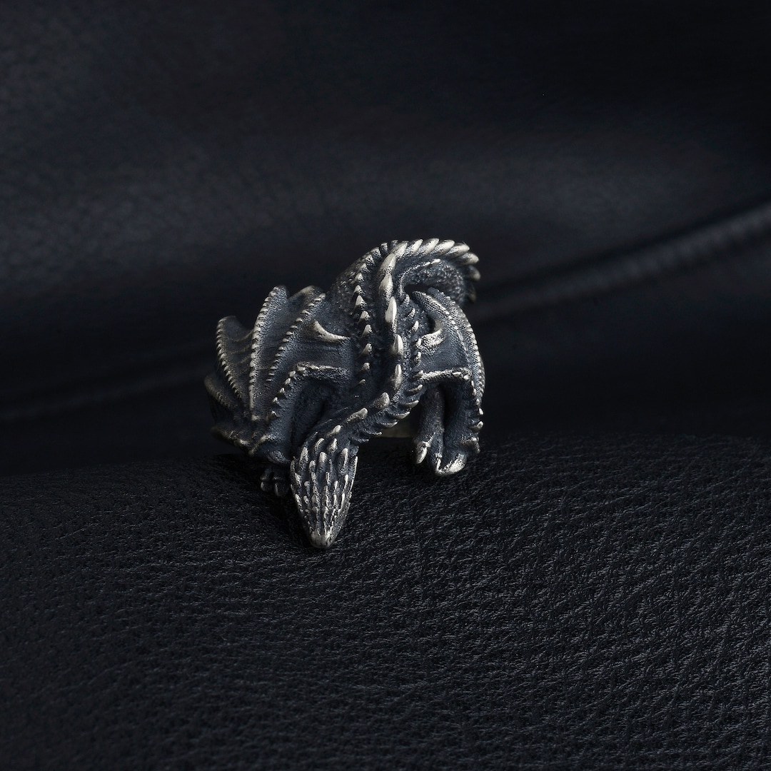 Winged Dragon Ring, Gothic Animal Ring - Etsy