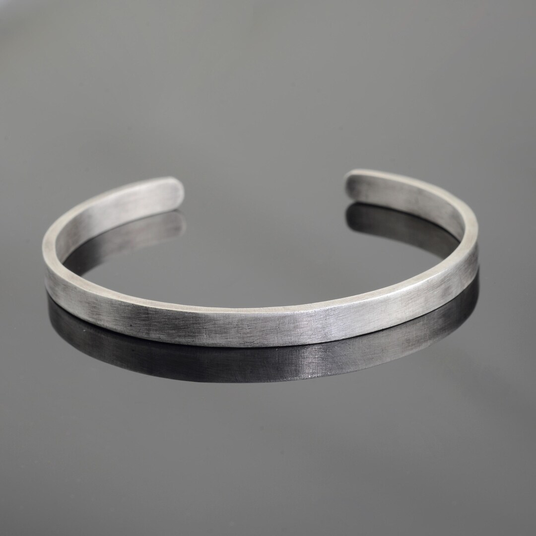 Handmade 925k Sterling Silver Cuff Bracelet - Oxidized Adjustable ...