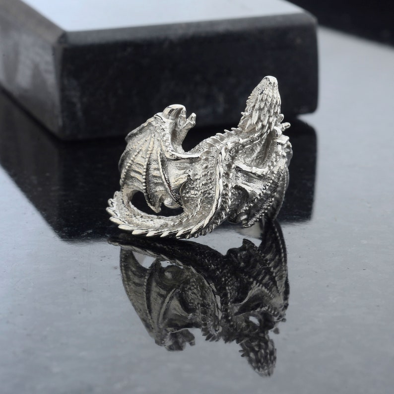 Shiny Silver Winged Dragon Ring - Handmade Gothic Jewelry - Etsy