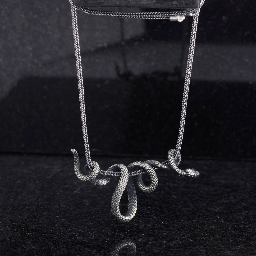 Handmade Sterling Silver Snake Pendant, Unisex Serpent Necklace - Etsy