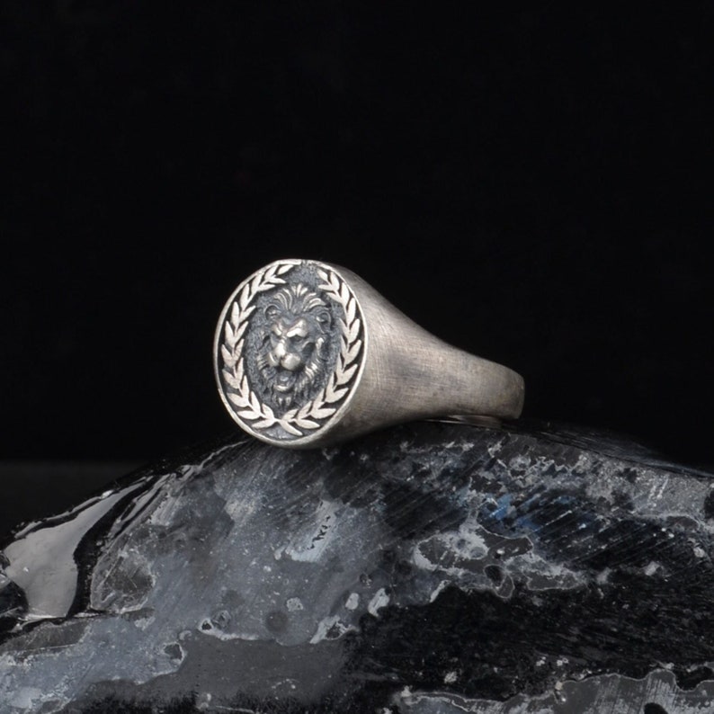 Lion Head Man Ring Sterling Silver Ring Mens Ring Unique - Etsy