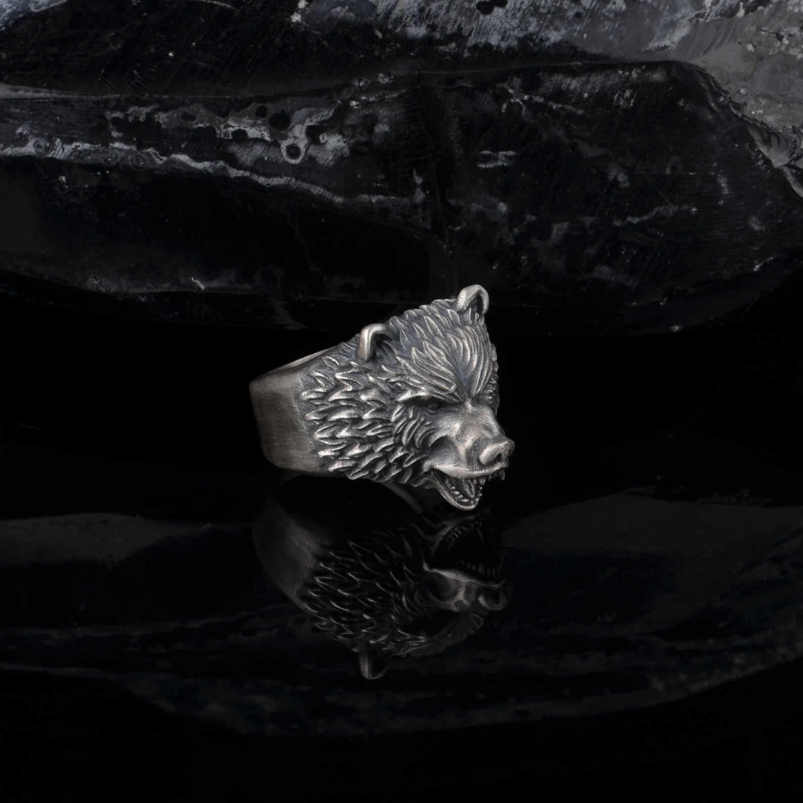 Bear Head Ring, Wild Bear Rings, 3d Bear Head Ring, Mens Ring, Unique ...
