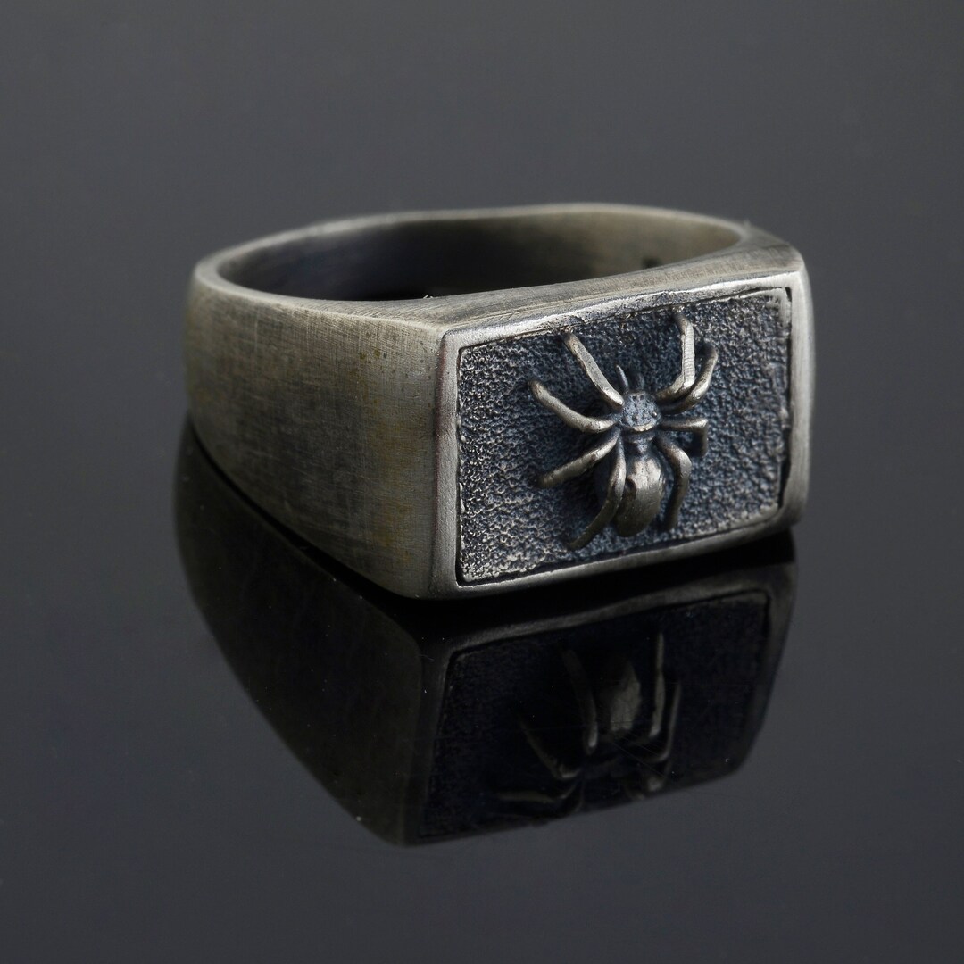 Sterling Silver Spider Signet Ring, Handmade Ring - Etsy