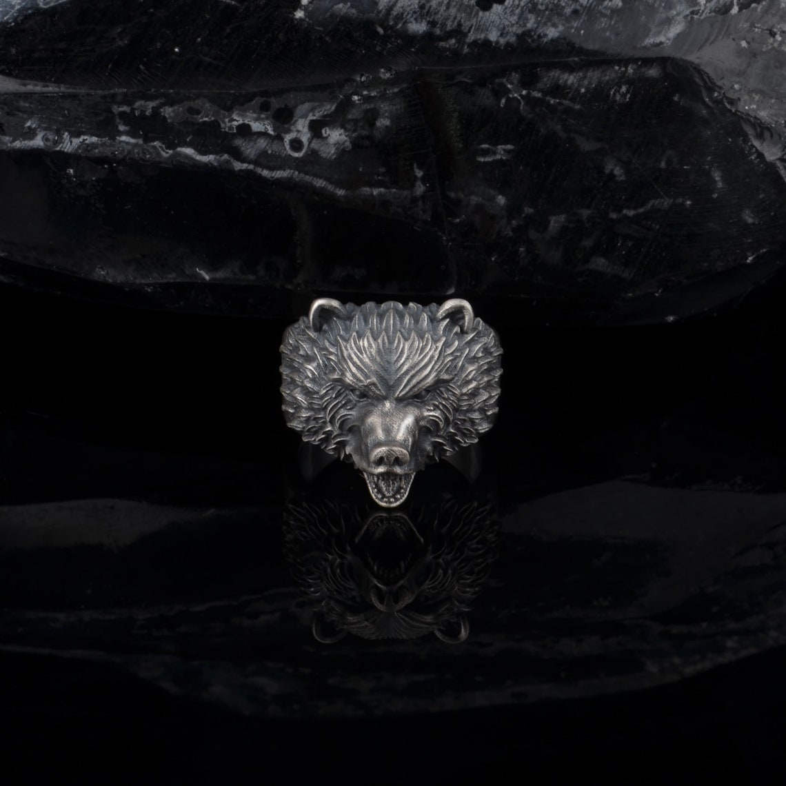 Bear Head Ring Wild Bear Rings 3d Bear Head Ring Mens Ring - Etsy