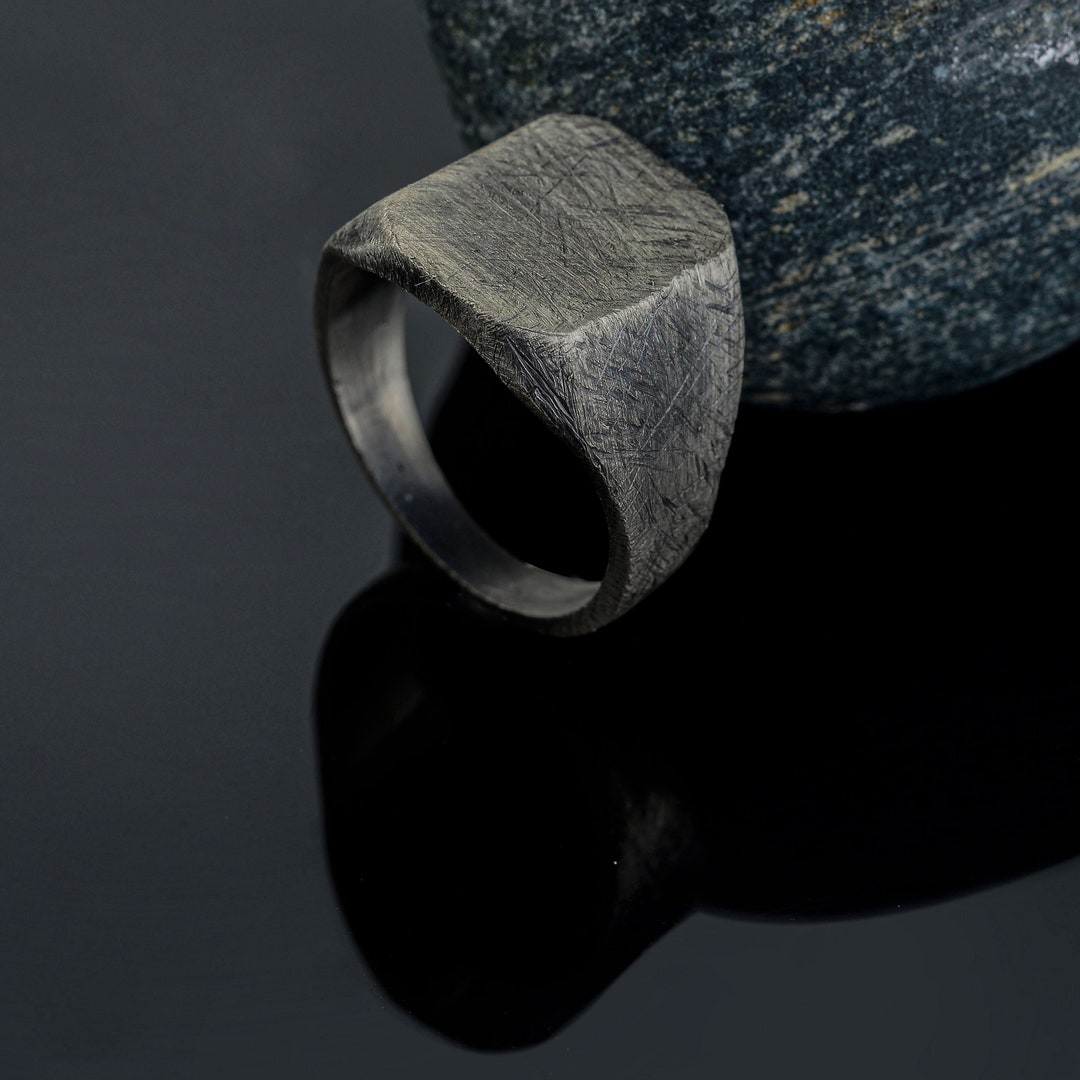 Sterling Silver Handmade Mens Ring, Rectangle Signet Ring, Man Ring ...