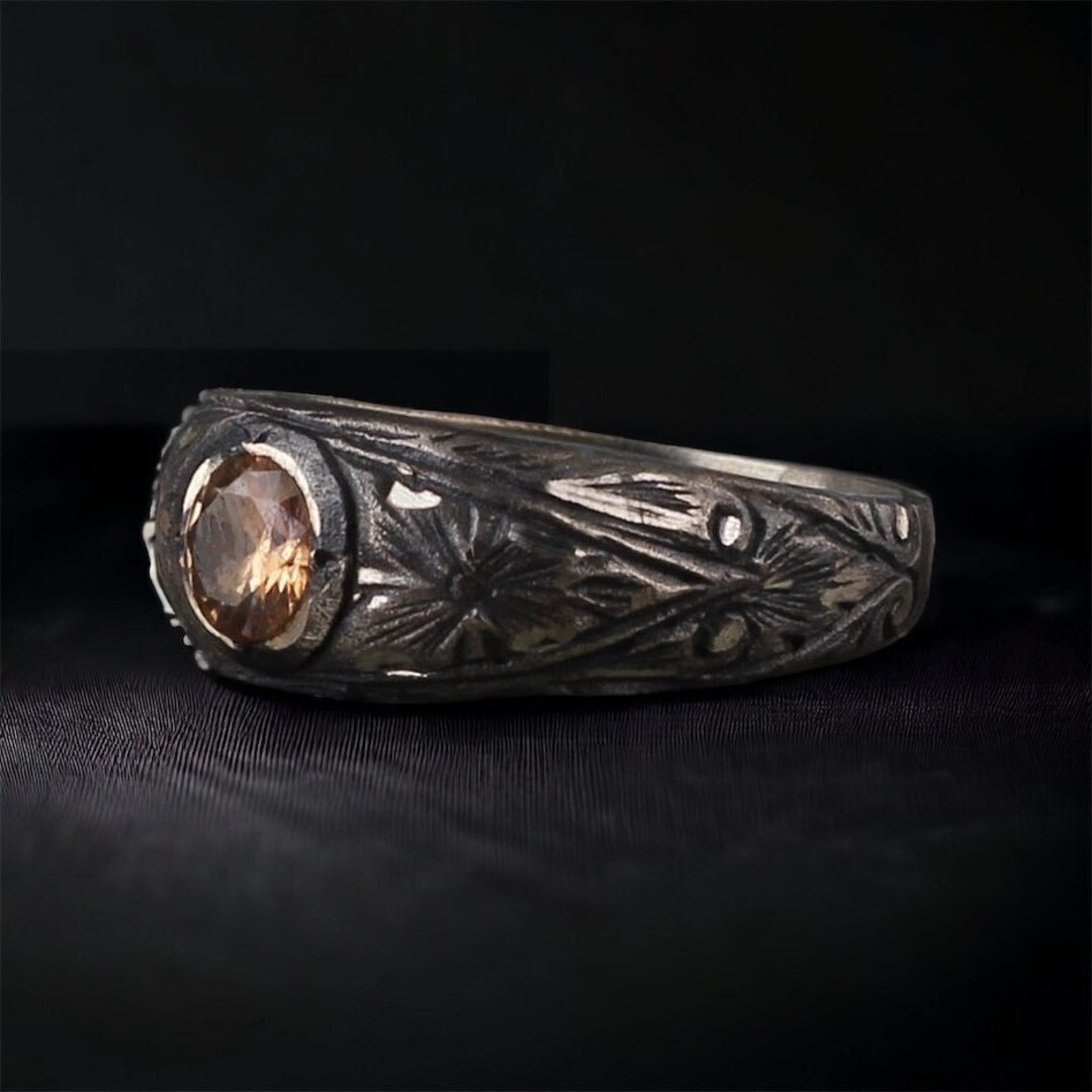 Sterling Silver Engraved Mens Pinky Ring, Men Engagement Ring, Man Ring ...