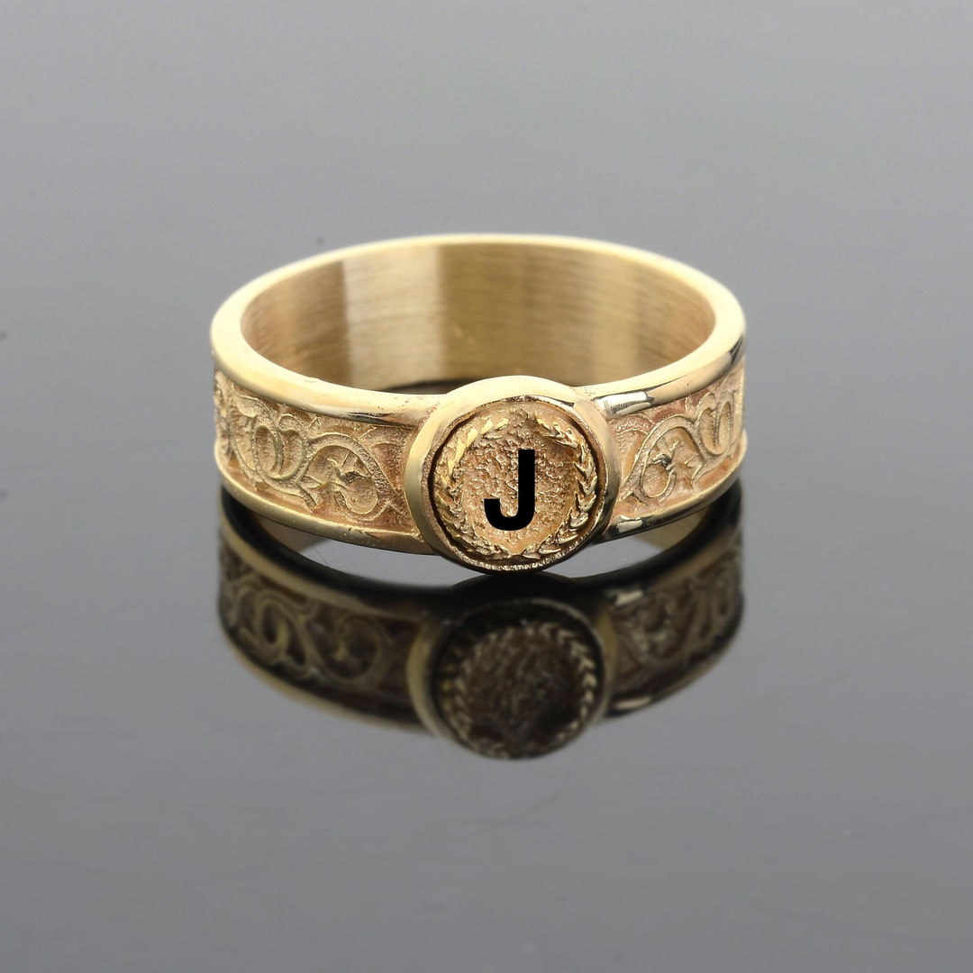 10k Gold Letter Ring, Custom Personalized Ring, Pinky Ring, Initial Man ...