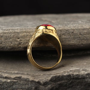 Mens Red Zircon Engagement Ring, Mens Ring, Vintage Gemstone Men Ring ...