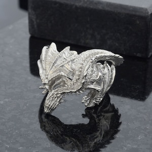 Shiny Silver Winged Dragon Ring - Handmade Gothic Jewelry - Etsy