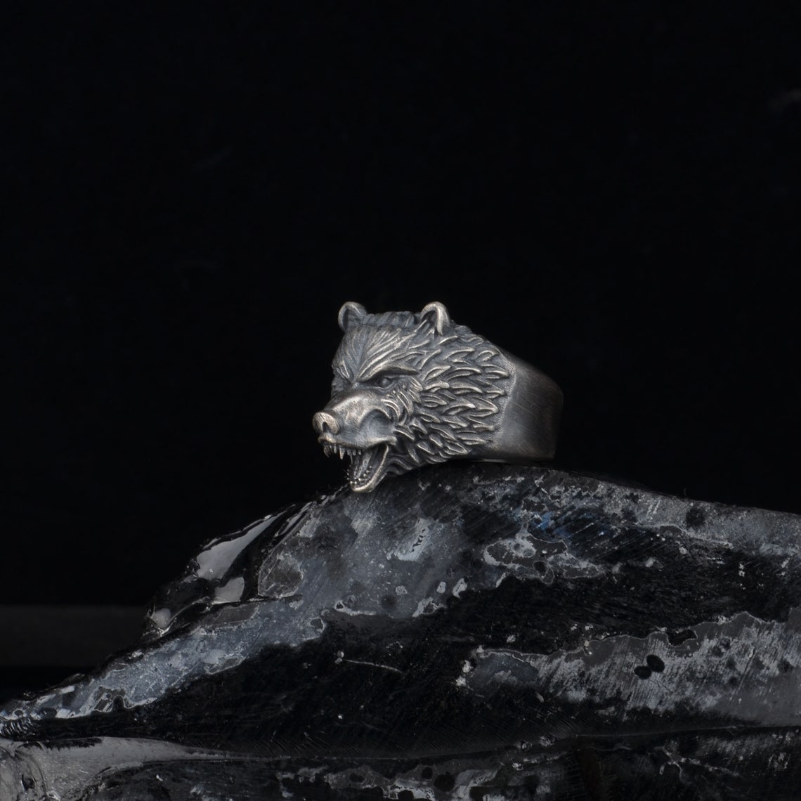 Bear Head Ring Wild Bear Rings 3d Bear Head Ring Mens Ring - Etsy