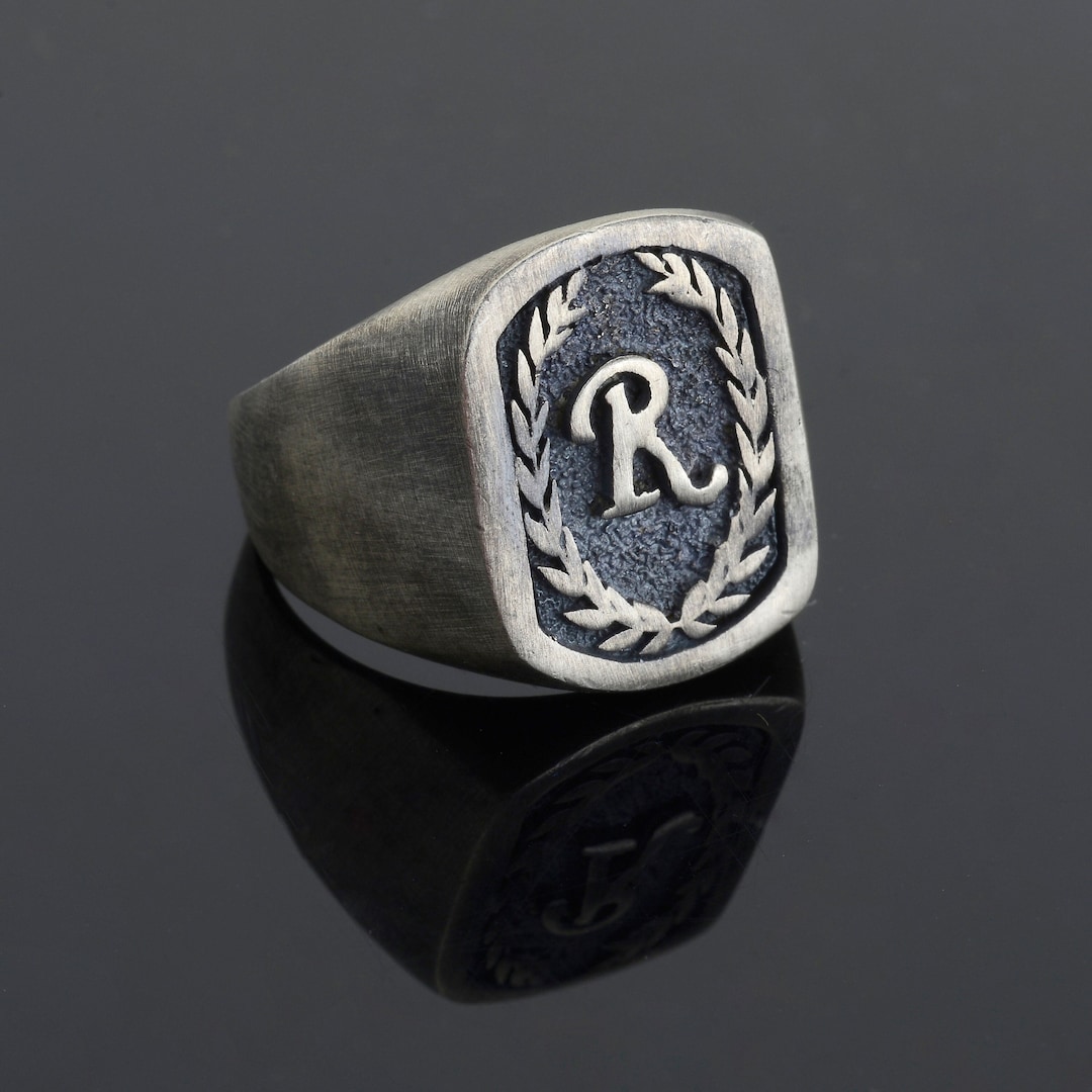 Silver Letter Ring, Custom Personalized Ring ,man Pinky Ring, Initial ...