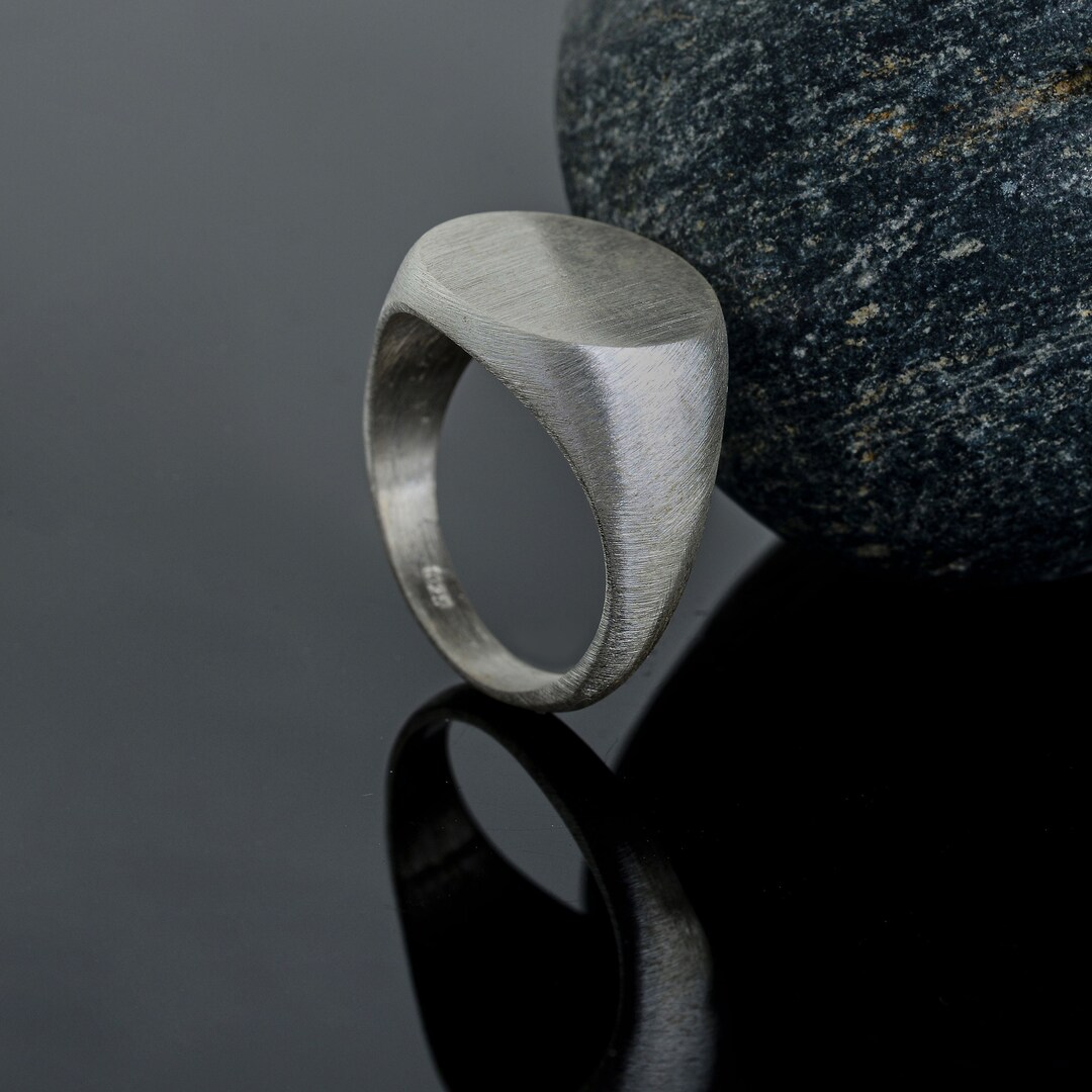 Sterling Silver Handmade Mens Ring, Oval Engagement Signet Ring, Man ...