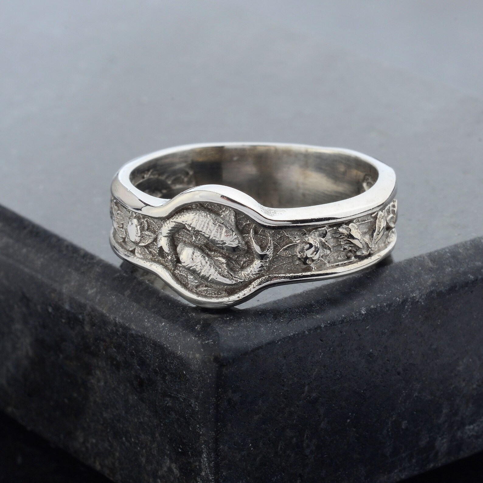 Japanese Koi Fish Band Ring, Handmade Men Ring, Mens Ring, Unique Ring ...