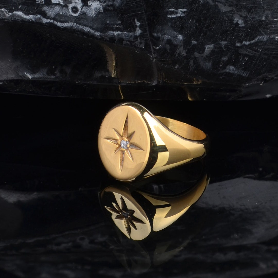 North Star Ring, Sterling Silver Man Pinky Ring, Minimalist Unisex Ring, Celestial Ring, Silver ...