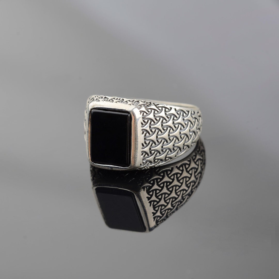 Sterling Silver Black Onyx Man Ring, Onyx Stone Men Ring, Ottoman Style ...