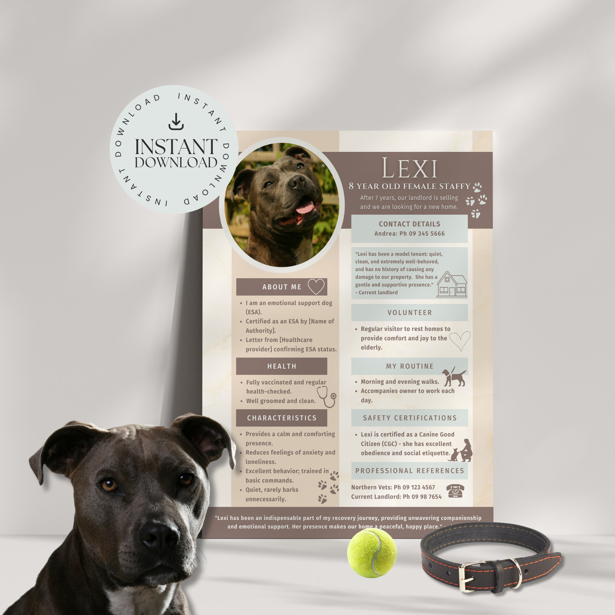Pet Resume Template for Rental Application INSTANT DOWNLOAD, Renting ...