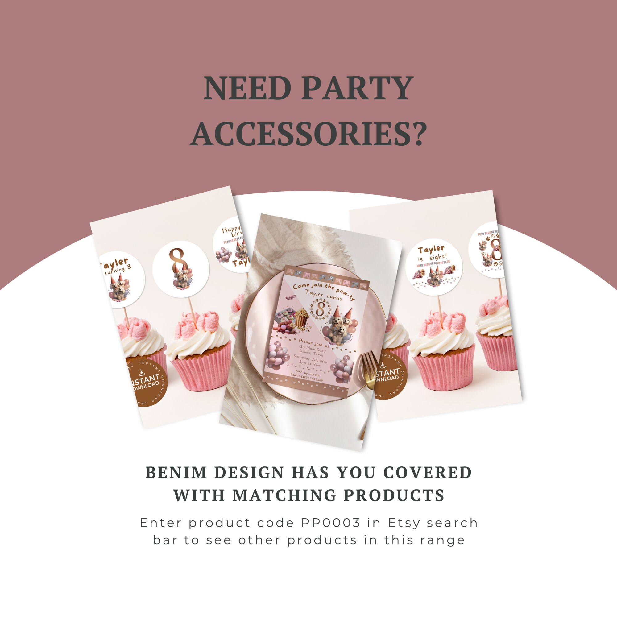 Puppy 8th Birthday Thank You Tag INSTANT DOWNLOAD, Favor Labels, Girls ...